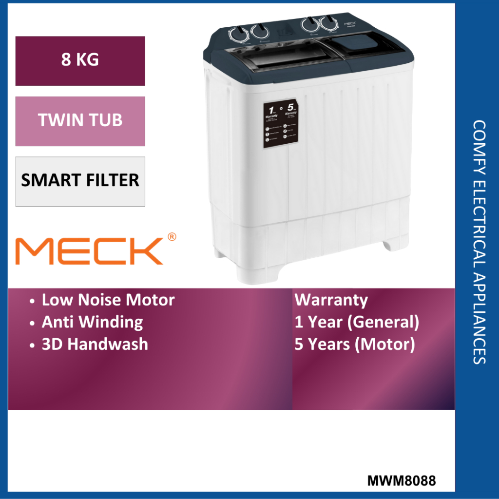 MECK MEM8088 TWIN TUB WASHING MACHINE | Shopee Malaysia