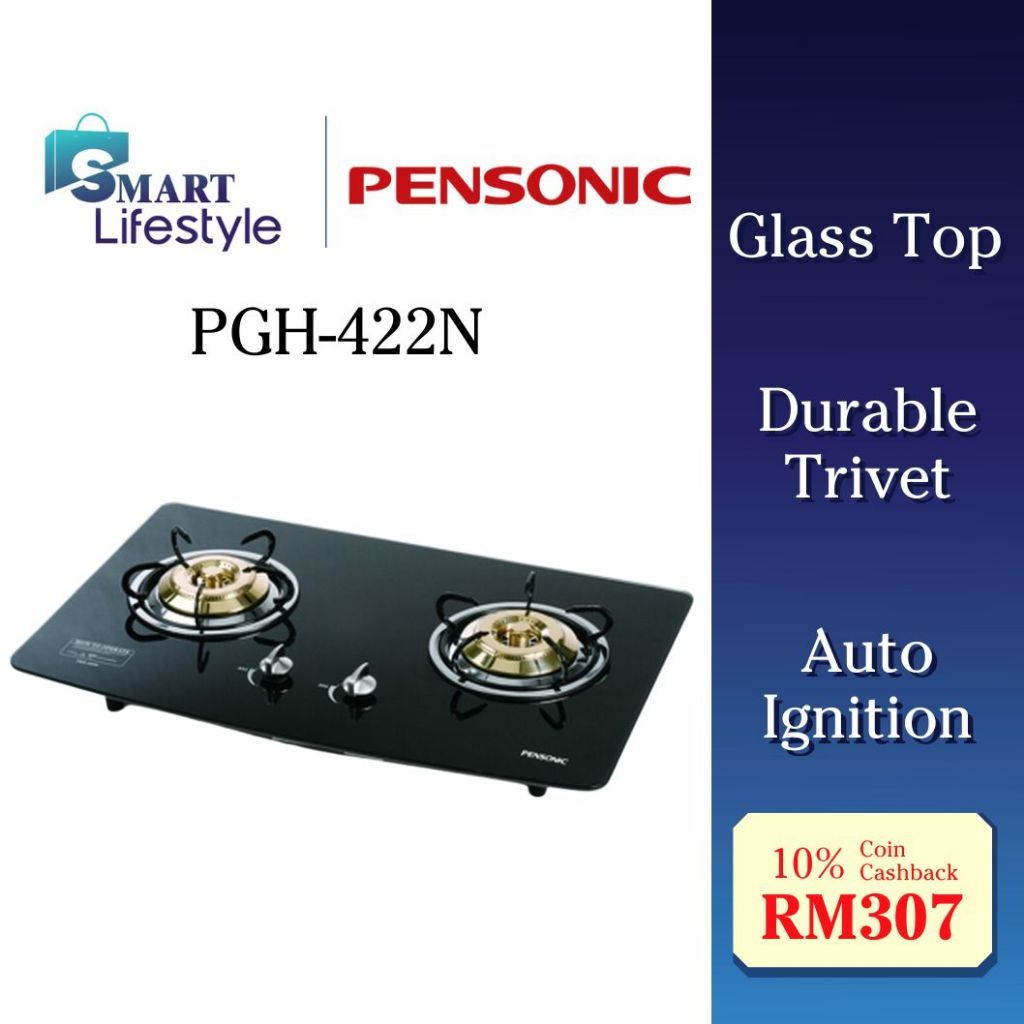 Pensonic 7.2kW Built-in 2 Burners With Glass Top Gas Hob PGH-422N ...