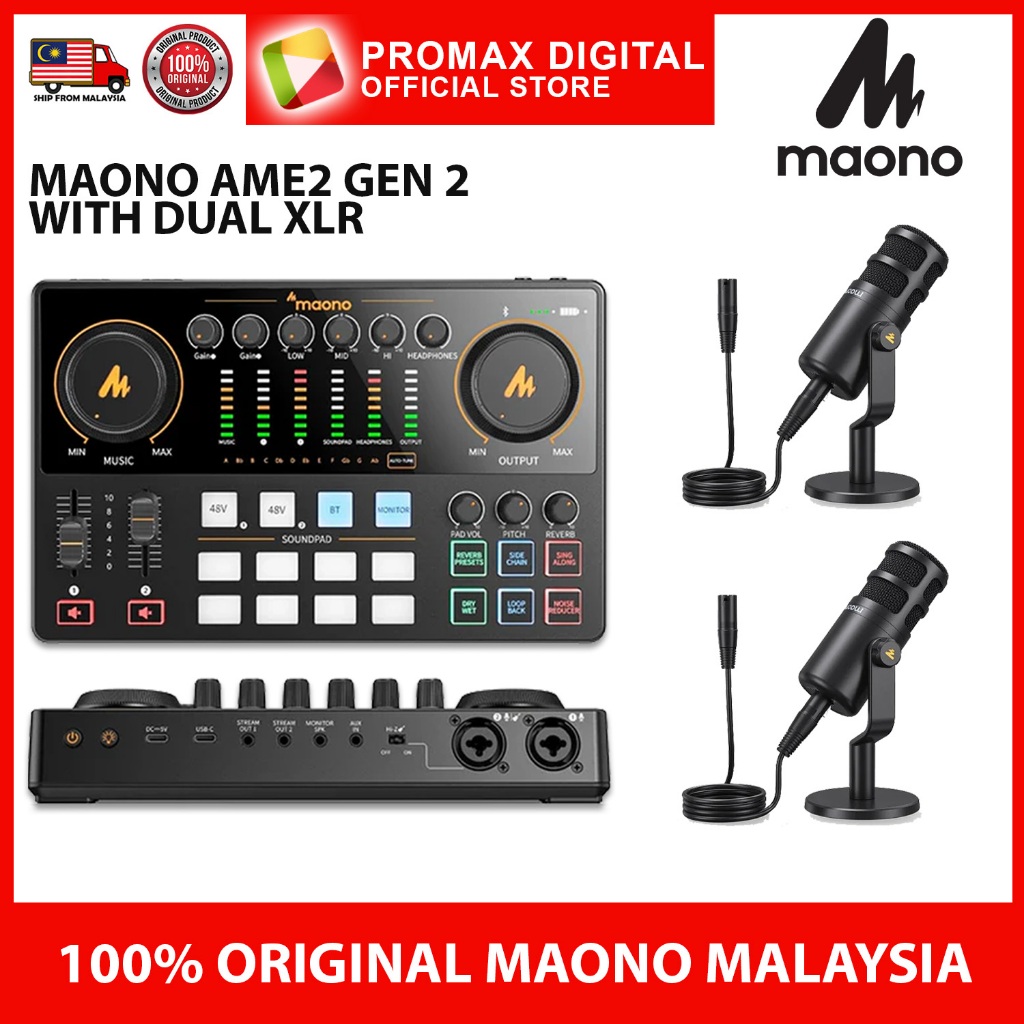 MAONO AME2 Gen 2 E2GEN2 Podcast Mixer Audio Audio Interface Sound Card ...