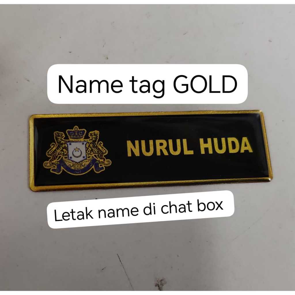 NAMETAG JATA JOHOR JABATAN AWAM NAME TAG johor GOLD cikgu | Shopee Malaysia