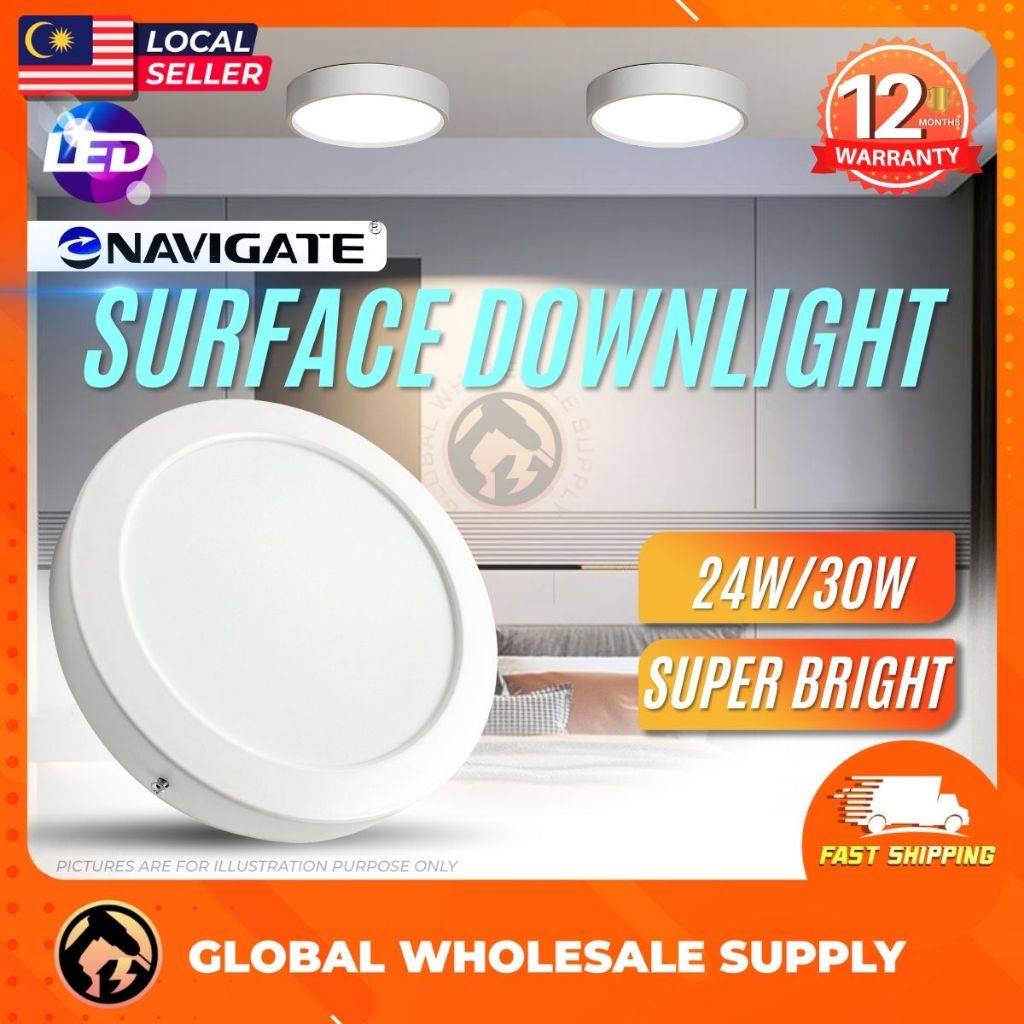 NAVIGATE 24W / 30W Surface Downlight Lampu Siling Ruang Tamu Ceiling ...