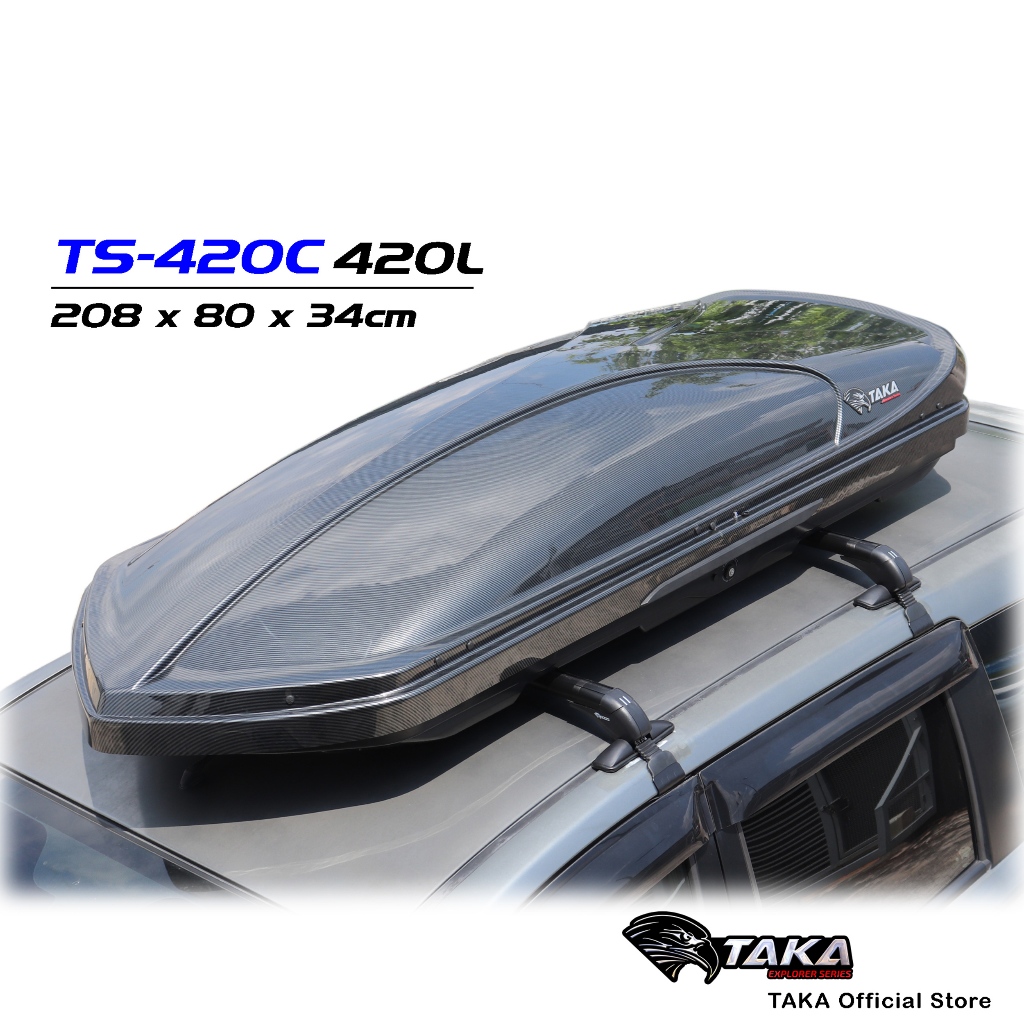 TAKA TS-420C Car Roof Box [ADVENTURE Series] [XL Size] [Glossy CARBON ...