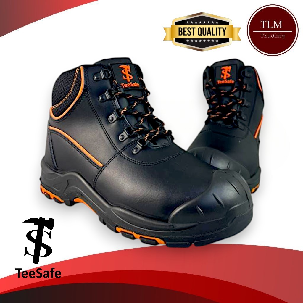 Teesafe Leather Mid Cut Steel Toe Safety Shoes Kasut Keselamatan ...