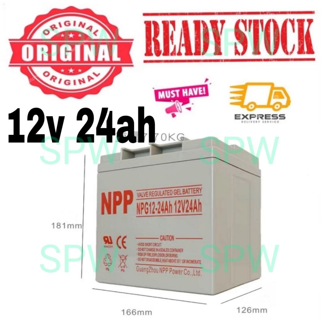 NPP Solar Gel type DEEP CYCLE Battery NPG12-24AH 12V (Ready Stock in ...