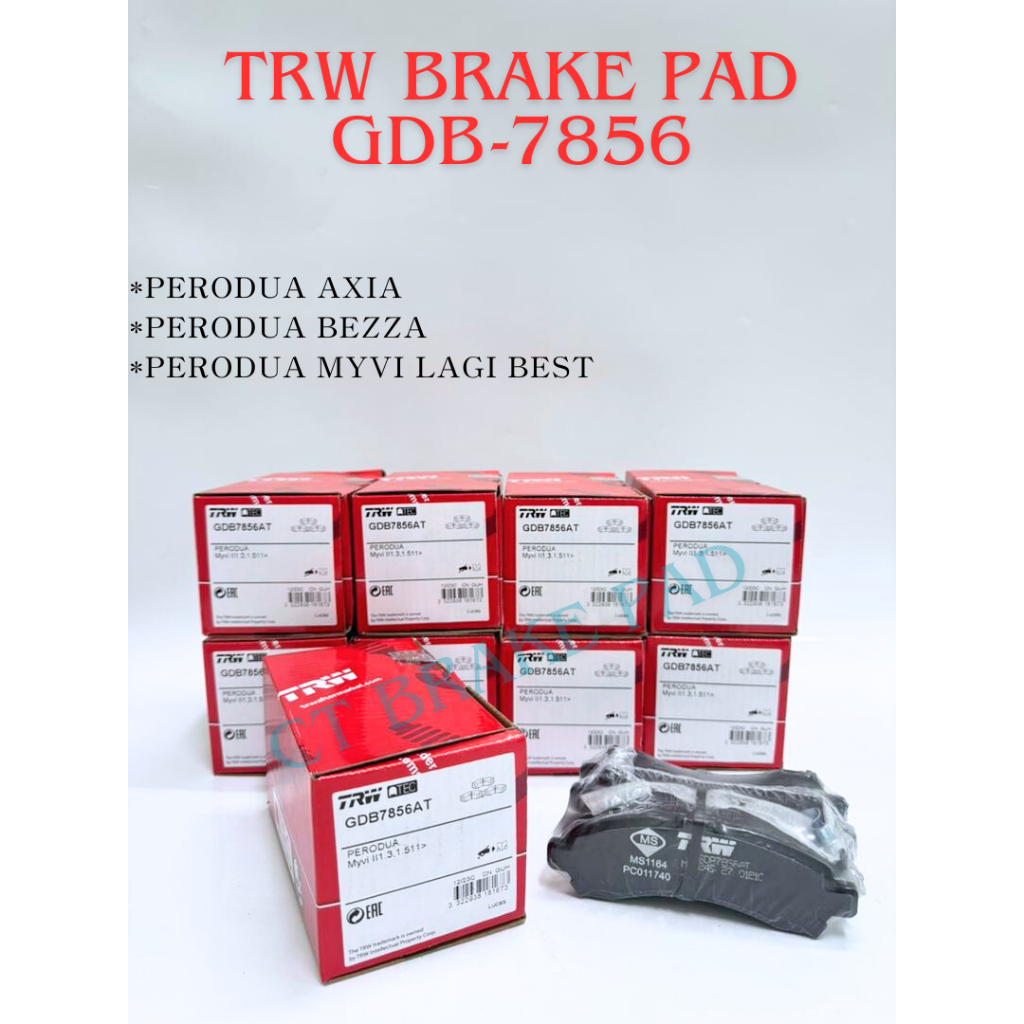 TRW ORIGINAL BRAKE PAD- Perodua Axia / Bezza / Myvi Lagi Best Front ...