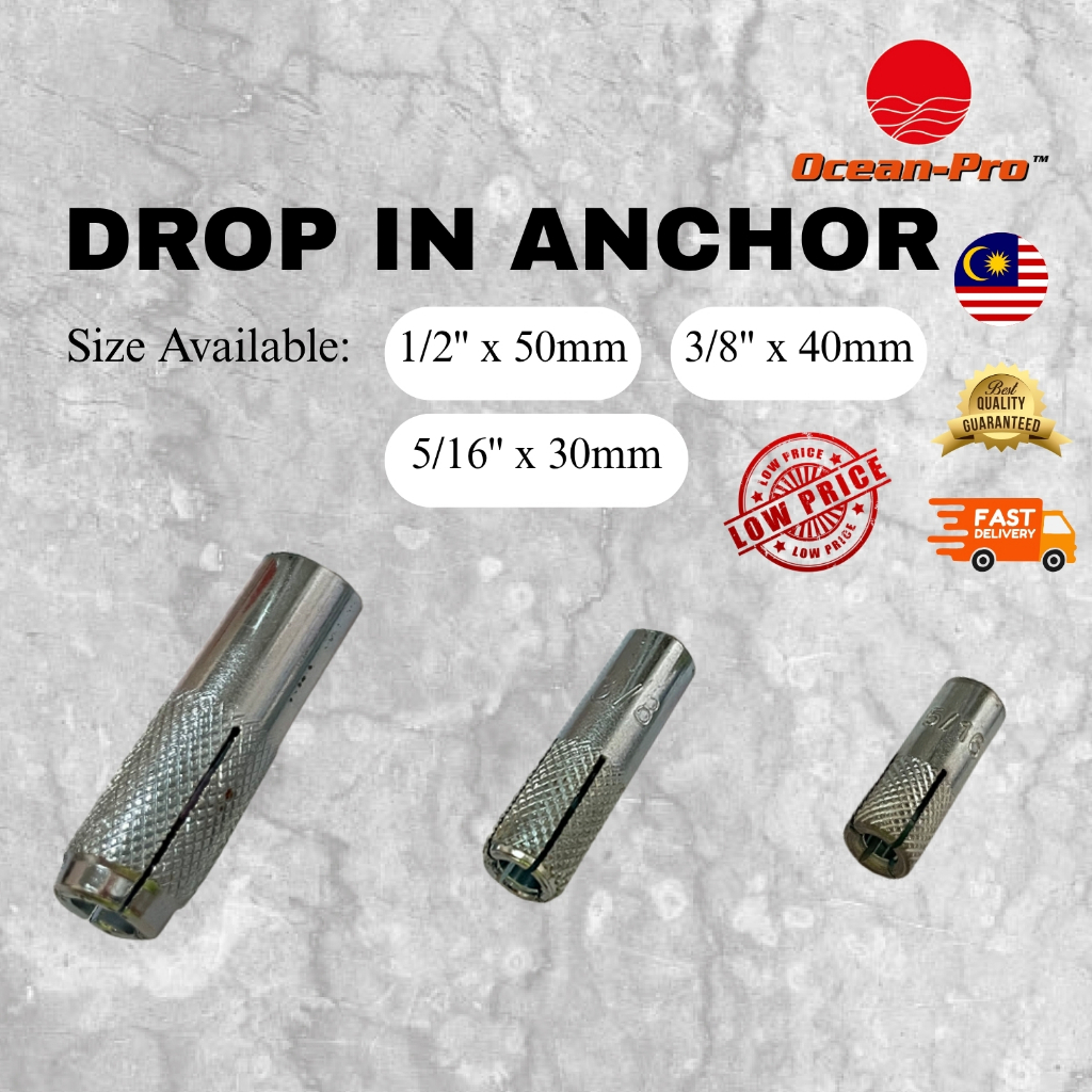 [OCEAN PRO] Drop In Anchor | Wall Plug | 5/16'' , 3/8'' , 1/2 ...