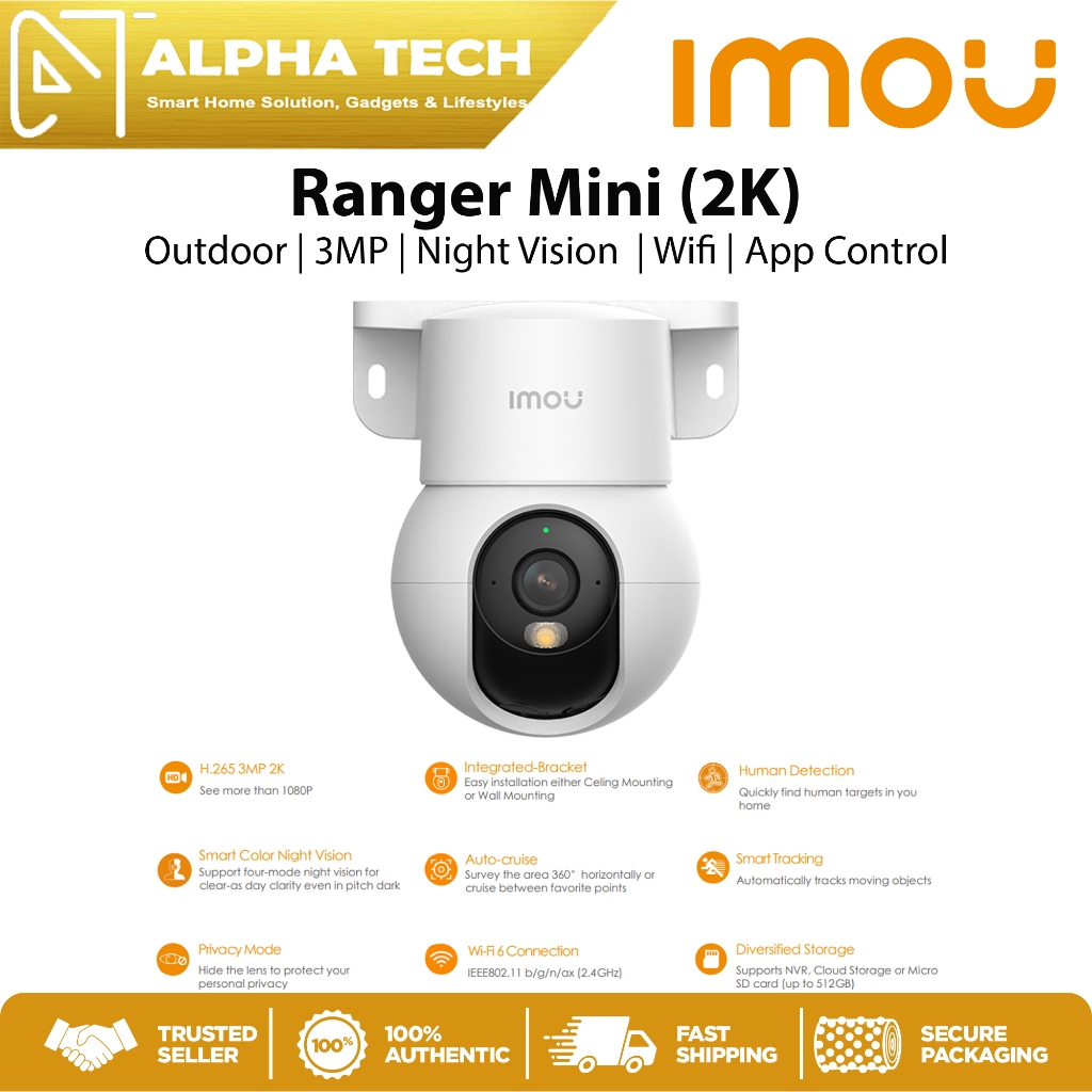 IMOU Smart Security Camera Ranger Mini - Outdoor | AI Detection | Night ...