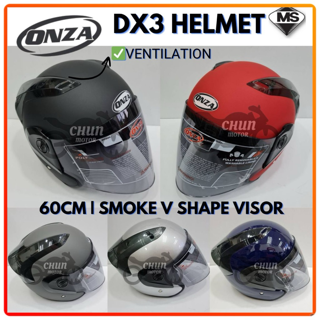 ONZA DX3 Motor Helmet Same “KHI Design” With Smoke V Shape Visor (Sirim ...