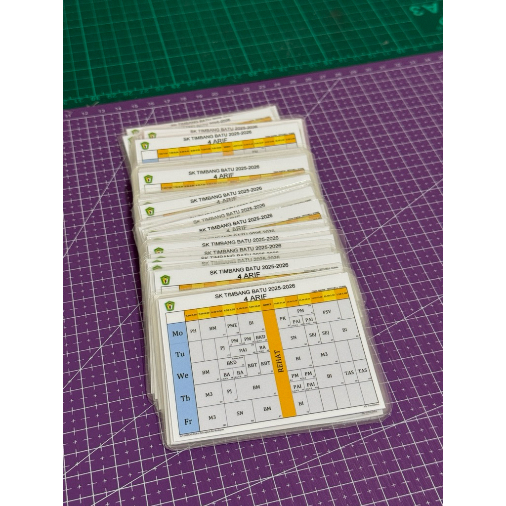 9 pcs Pocket timetable laminated jadual kelas laminate | Shopee Malaysia