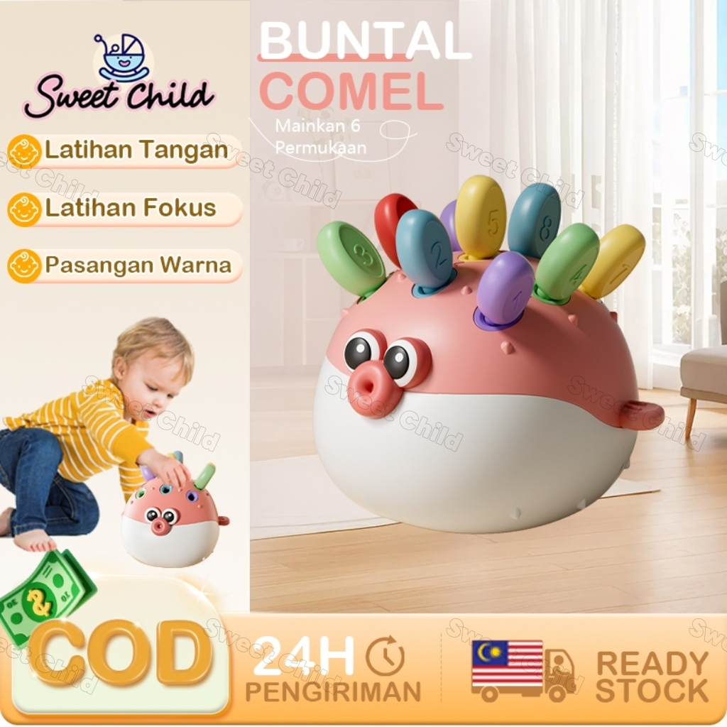 Comel Pufferfish Insert Toys Montessori Number Color Matching Early ...