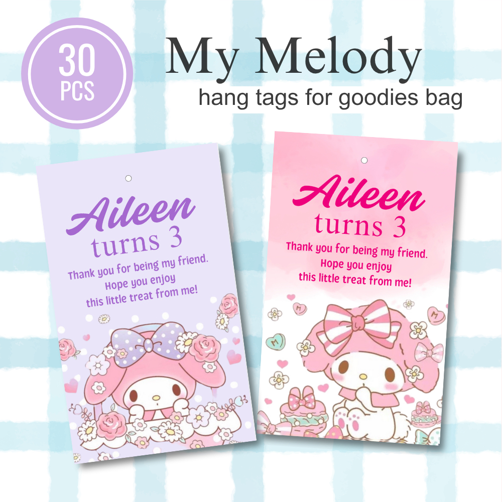 [ 30pcs | 6x9cm | 7x10cm ] my melody hang tag birthday favor thank you ...