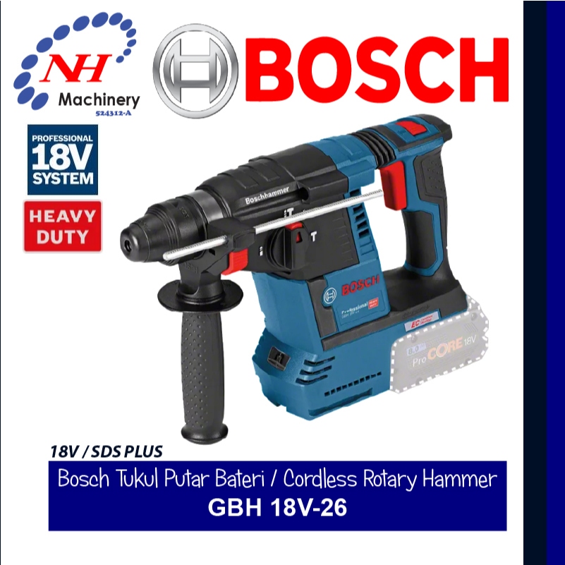 BOSCH GBH 18V-26 - TUKUL PUTAR BATERI / CORDLESS ROTARY HAMMER | Shopee ...