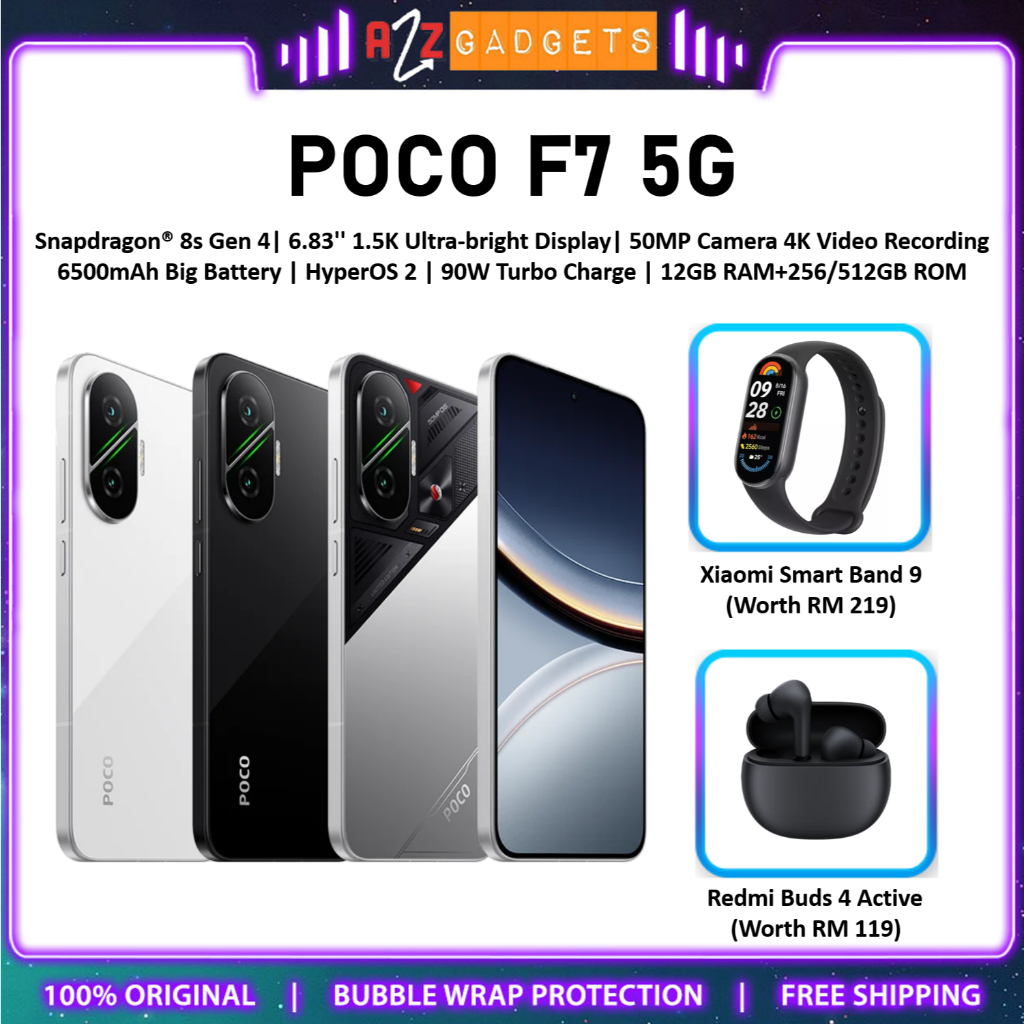 POCO F7 Pro 5G / POCO F7 5G (12+256GB/12+512GB) - 1 Year Warranty by Xiaomi Malaysia | Shopee ...