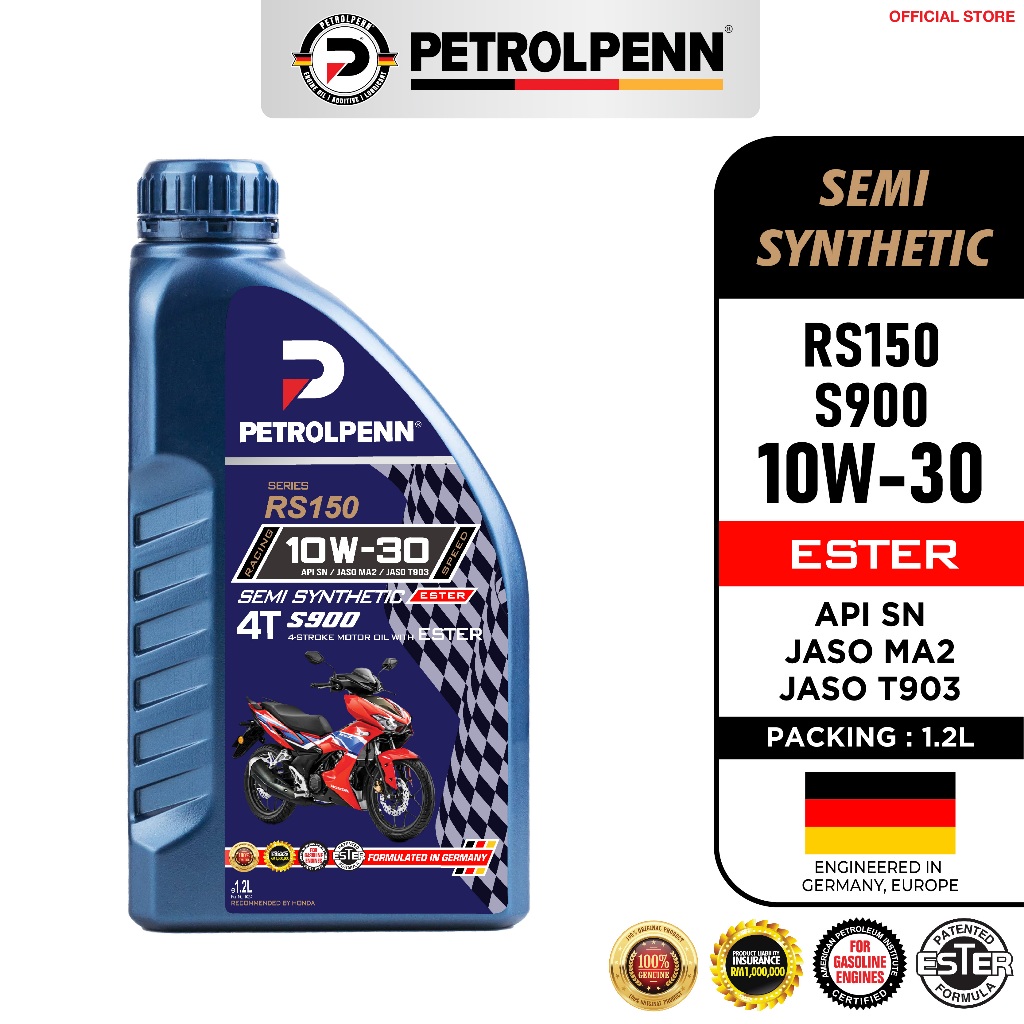 [ESTER] PETROLPENN RS150 4T S900 10W-30 Semi Synthetic (1.2L) Motorcycle Engine Oil Recommended ...