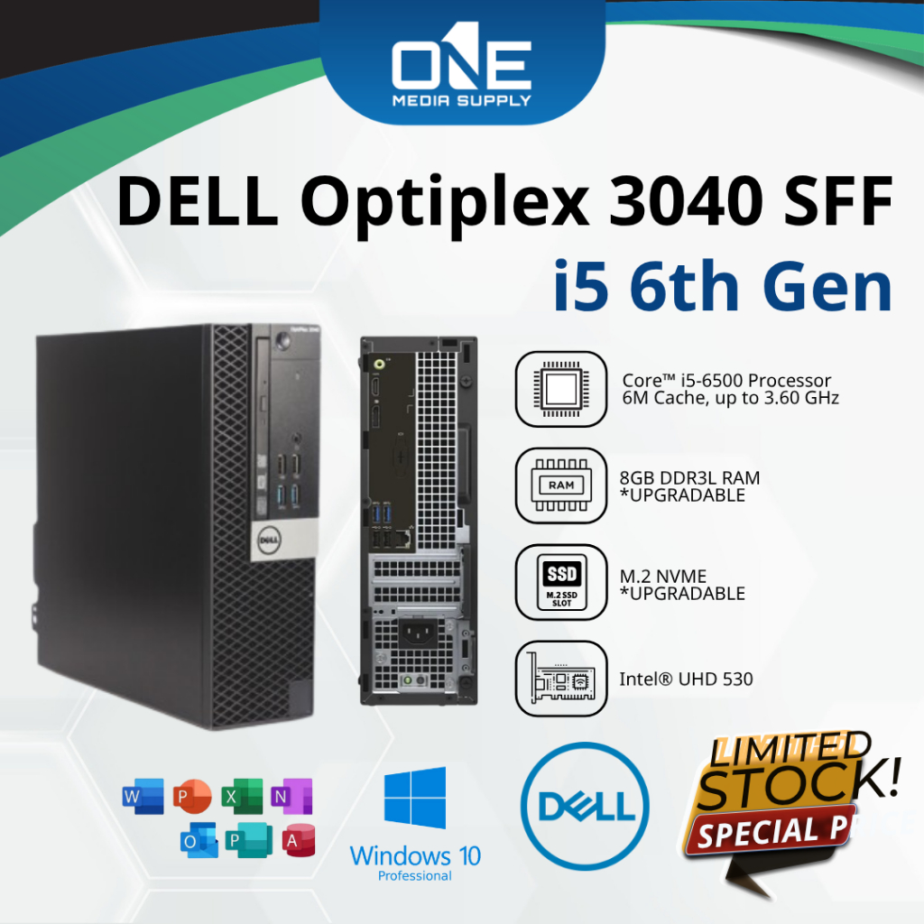 Dell Optiplex SFF 3040 Desktop PC W10 Pro CPU With NEW SSD (REFURBISHED ...