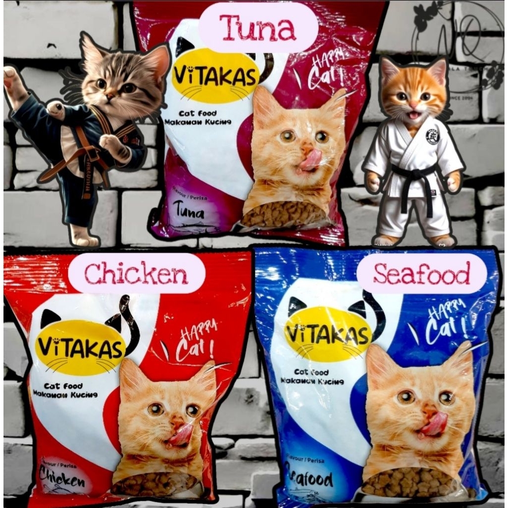 MAKANAN KUCING VITAKAS (TUNA/AYAM/SEAFOOD) 350g | Shopee Malaysia