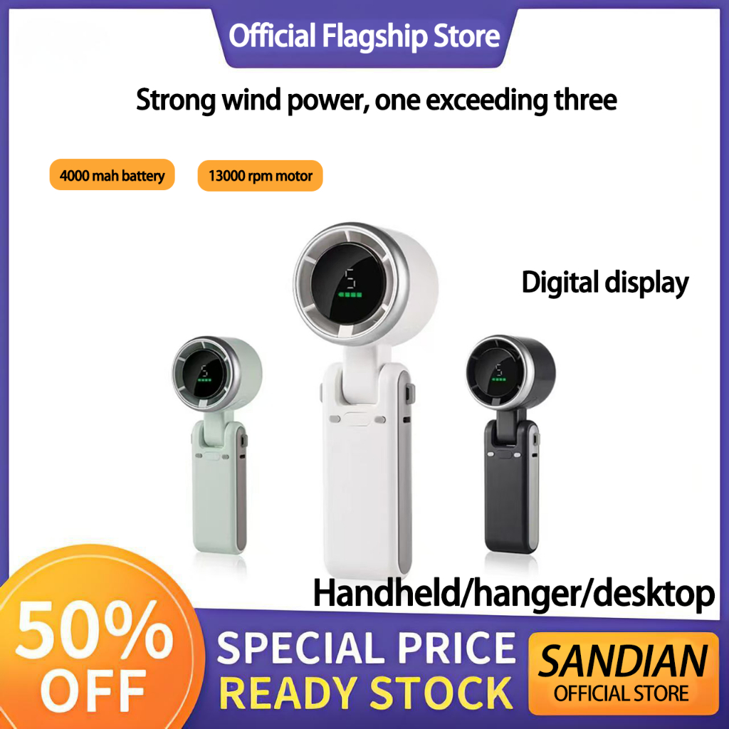 Folding fan adjustable levels of super strong wind portable fan Silent ...