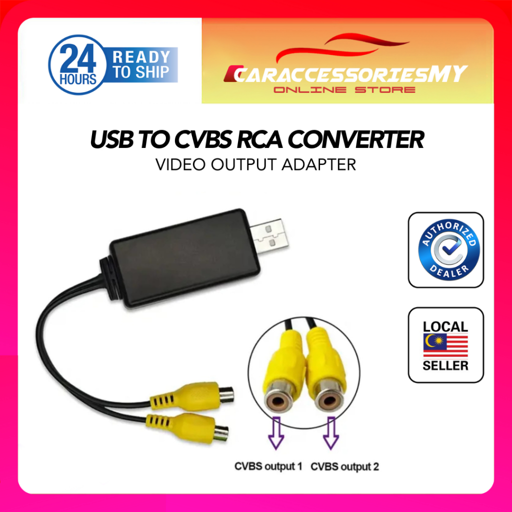 USB to AV RCA CVBS Video Output Adapter | Connect to Headrest/Roof ...