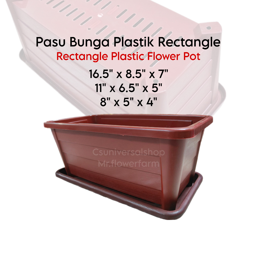 Rectangular plastic flower pots Pasu bunga plastik Panjang 花盆 Pokok ...