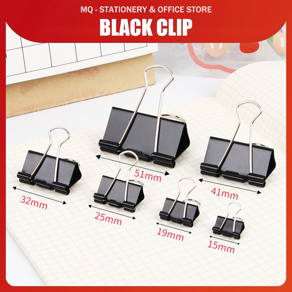 12Pcs Black Binder Clips Multipurpose 19mm - 51mm Binder Clip Paper ...