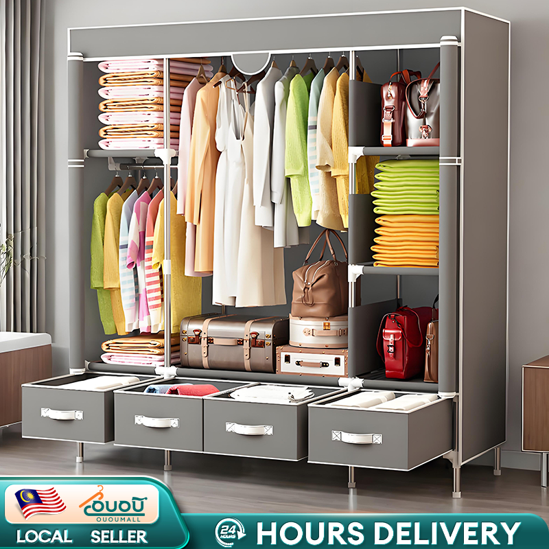 Oo-Wardrobe Almari Baju Rak Baju Clothes Organization Storage Rack ...