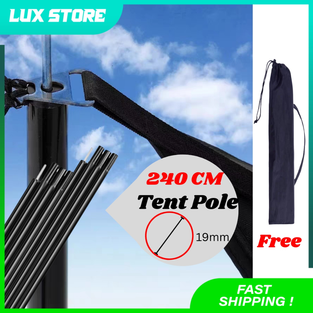 [2xPcs] Camping Tent Pole Tarp Adjustable Pole Awning Rod Outdoor ...