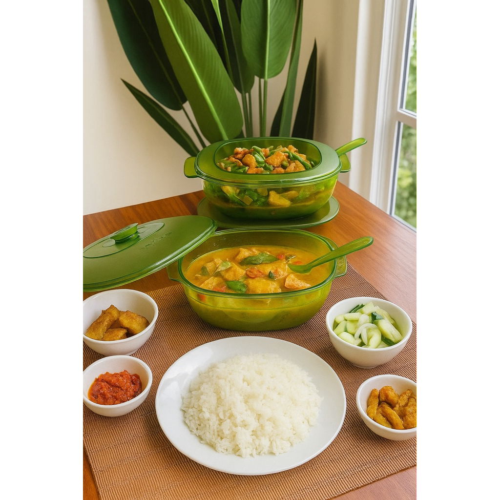 Tupperware Crystalline server with ladle /Clear bowl 800ml/Yummy bowl ...