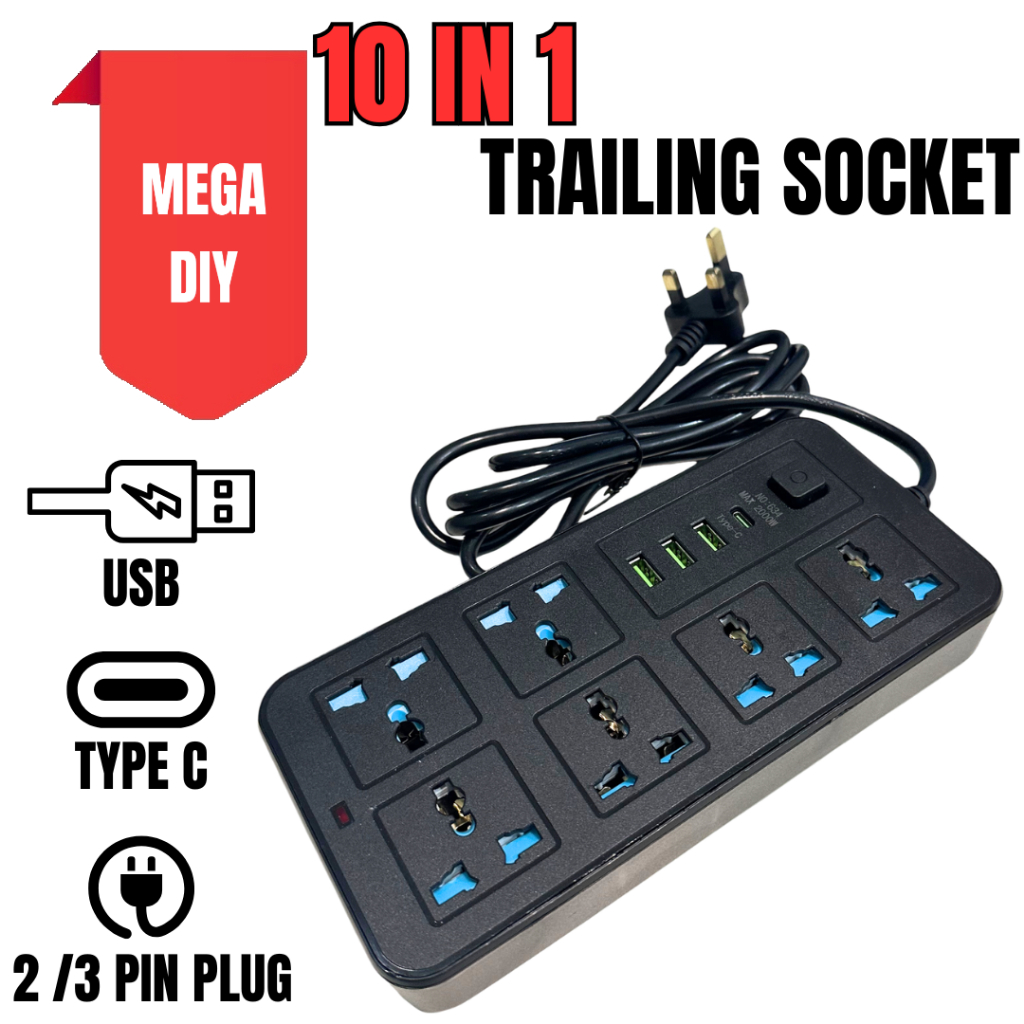 [10 in 1 ] USB TYPE-C Extension Plug Trailing Socket Extension ...