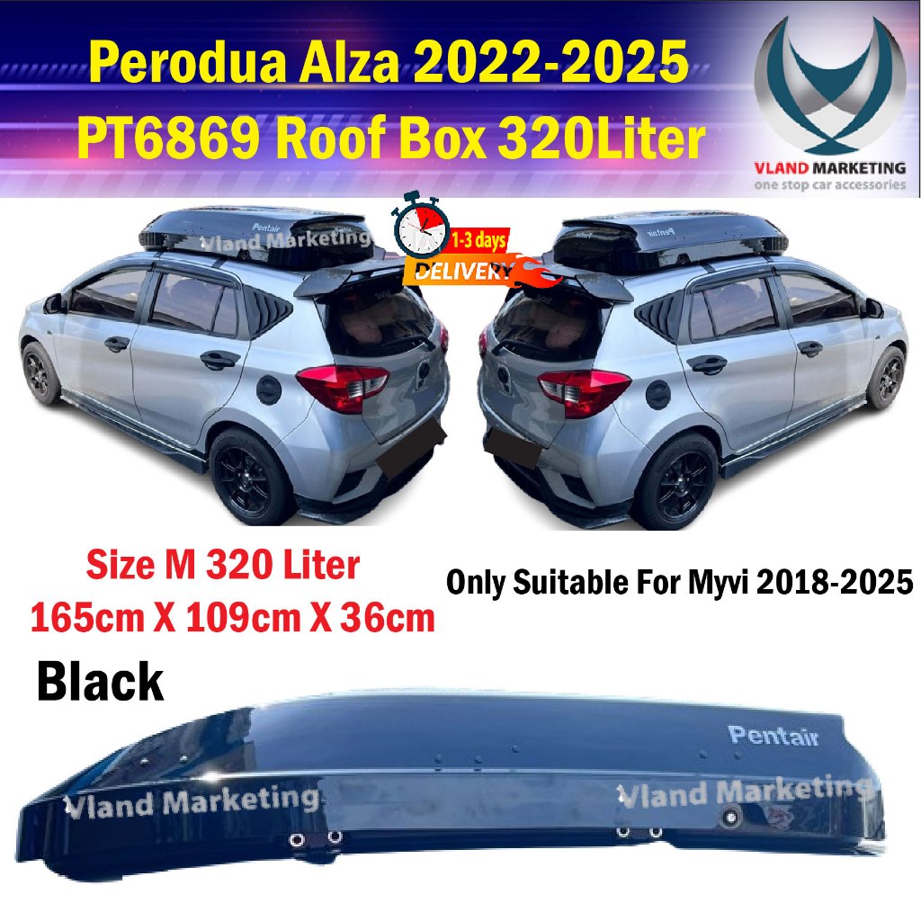 PENTAIR PT6869 Perodua Myvi 2018 2019 2020 2021 2022 2023 2024 2025 Glossy Roof box With Roof ...