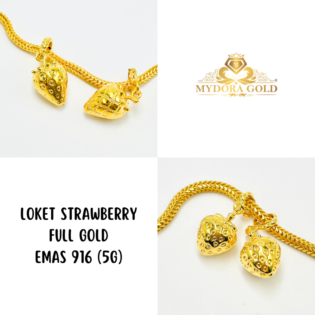 MYDORA Loket Strawberry Full Gold Series (5G) l EMAS 916/22K | Shopee ...