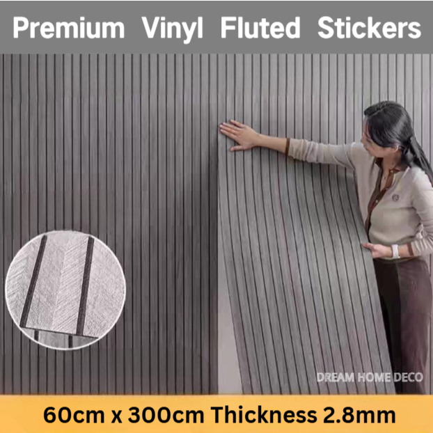 60cm x 3m Kertas Dinding Berjalur Bijian Kayu 3D - Pelekat Panel Kayu ...