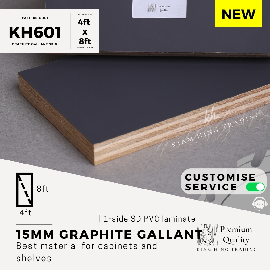 15mm Graphite Gallant Skin PVC 1-side laminated plywood (4ft x 8ft ...