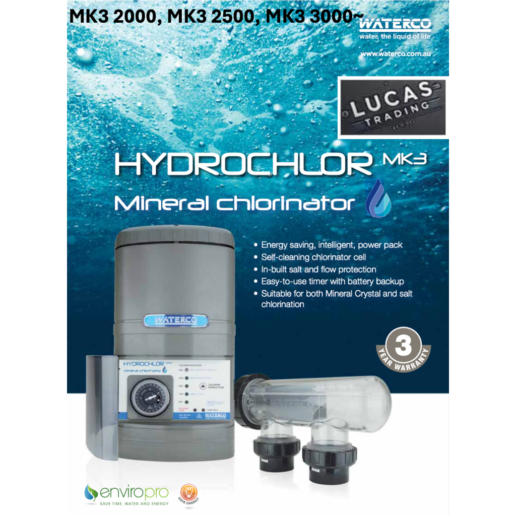 WATERCO Automatic Salt Chlorinator Hydrochlor MK3 Mineral Chlorinator ...