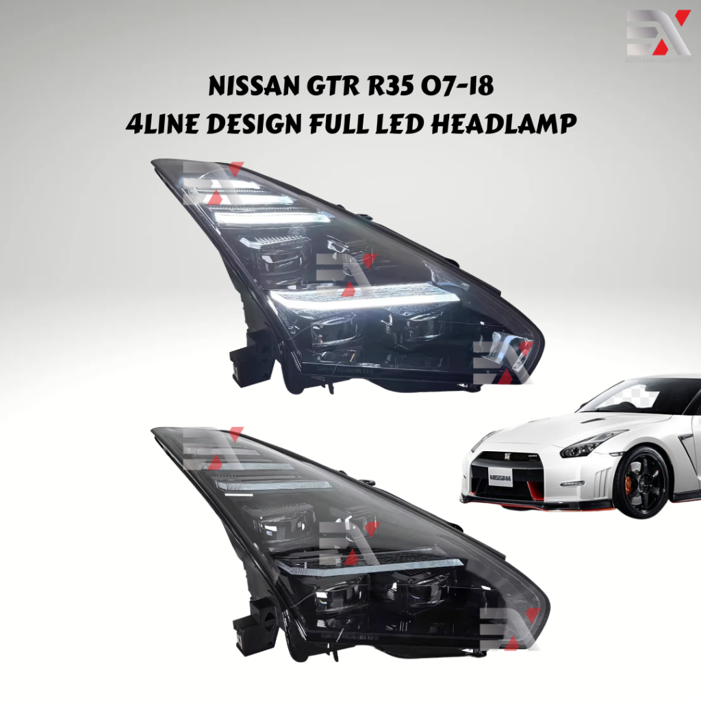 NISSAN GTR R35 07-18 LED HEADLAMP - 4LINE DESIGN - SEQUENTIAL SIGNAL ...