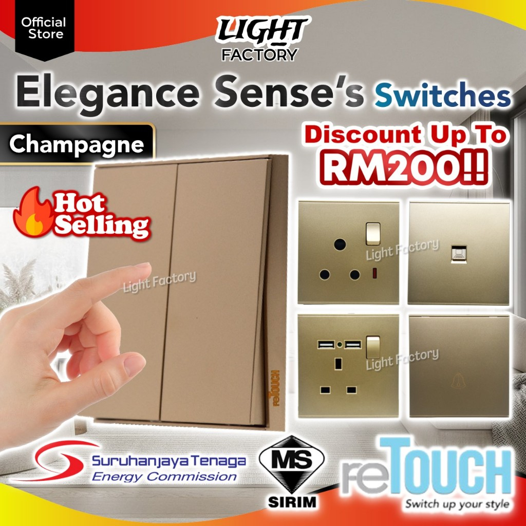 【SIRIM APPROVED】 RETOUCH ELEGANCE SENSE’S Wall Switches & Socket ...