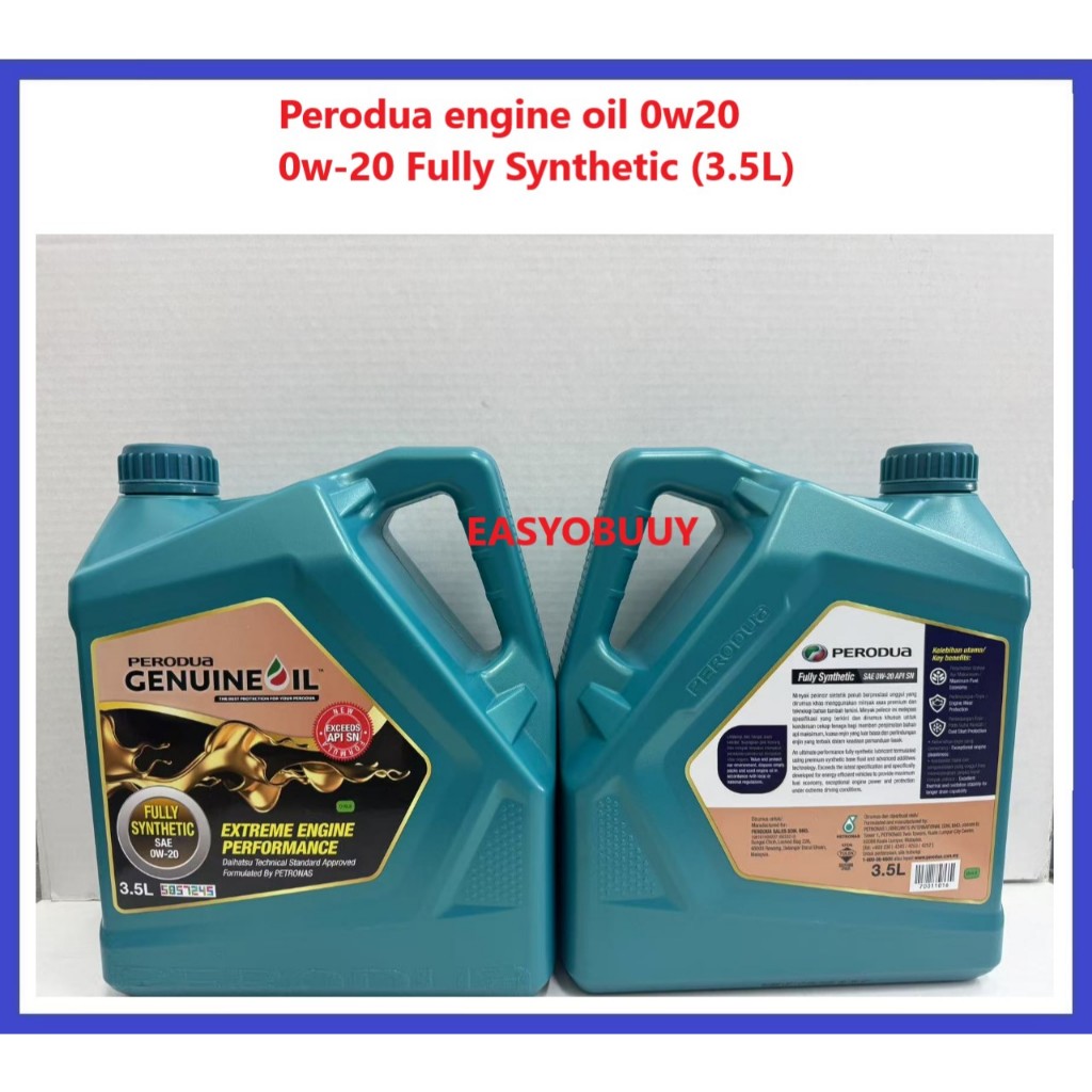 Perodua engine oil 0w20 0w-20 Fully Synthetic (3.5L)+Perodua Oil Filter ...