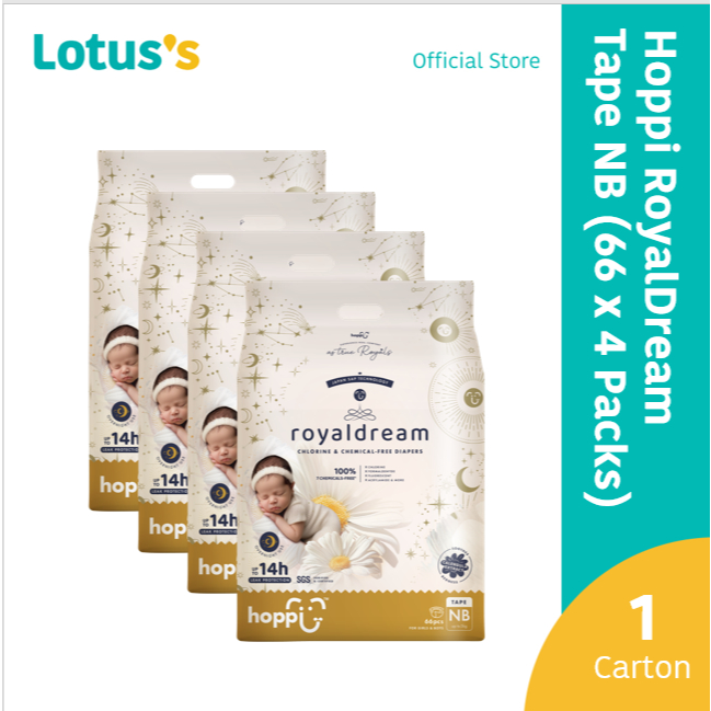 Hoppi RoyalDream Diaper Tape NB (66 Pcs x 4 Packs) (1 Carton) | Shopee ...