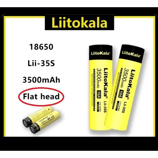 LiitoKala 18650 3500mAh Rechargeable Battery Lii-35S 3.7V Li-ion Flat ...