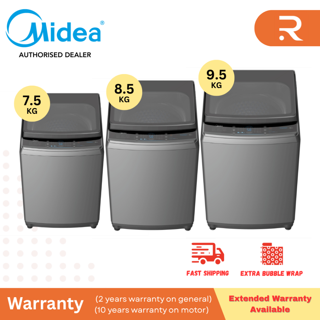 MIDEA 7.5KG | 8.5KG | 9.5KG Top Load Fully Auto Washing Machine MA102W75 | MA102W85 | MA102W95 ...