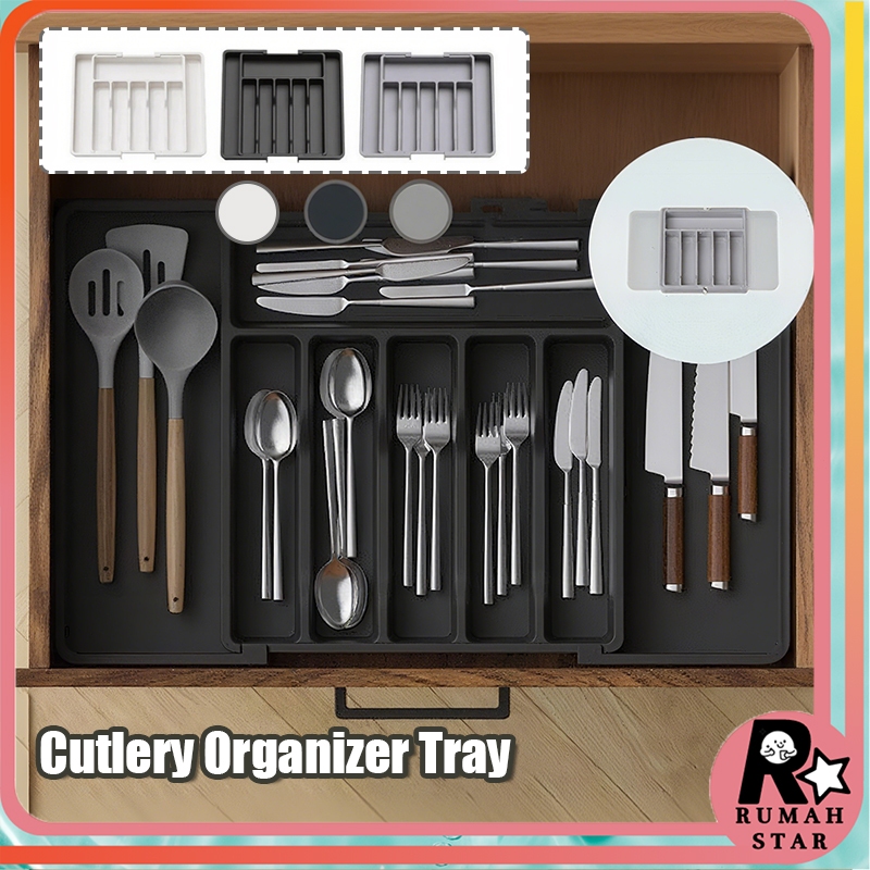 Expandable Cutlery Organizer Tray Kitchen Drawer Cutlery Holder Dulang ...