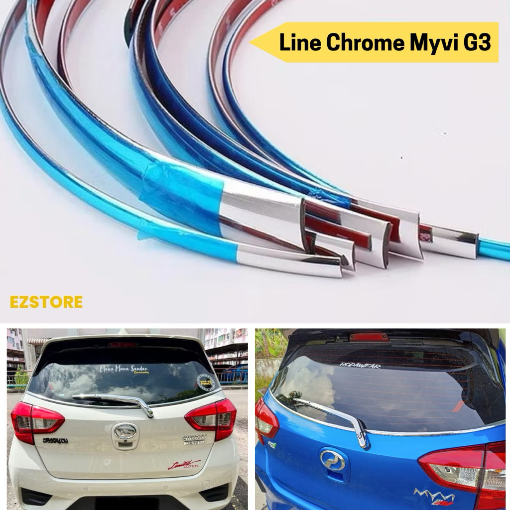 Line Chrome Bonet Myvi G3 Lining 12mm Silver Chrome Belakang Cermin ...