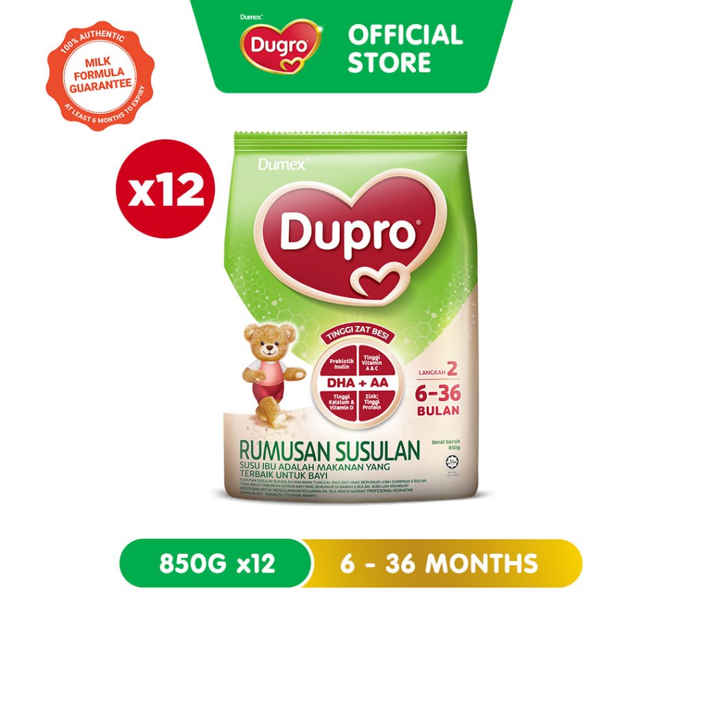 [Carton of 12] Dumex Dupro Step 2 Follow-on Milk Formula 6-36 months ...