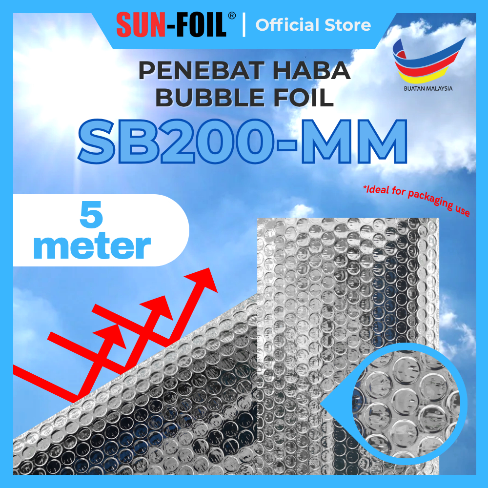 SUNFOIL Bubble Foil Series SB200-MM [5m] Penebat Haba Aluminium Foil ...