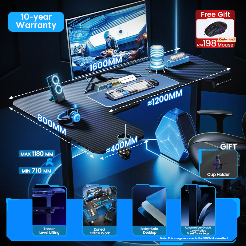 Xpanse Electric L-shape Meja Gaming Study Office Computer Adjustable ...