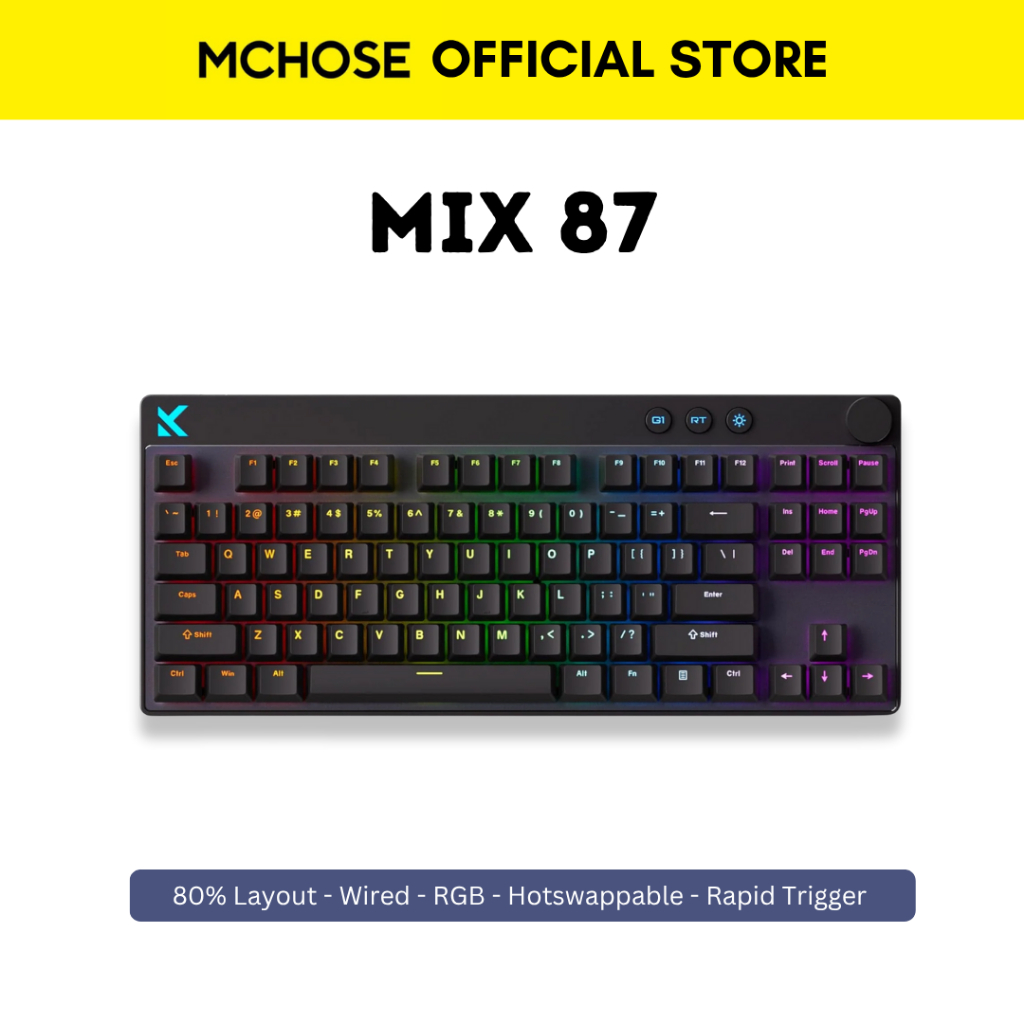 MCHOSE Mix 87 Knob Hall Effect Magnetic Keyboard/Wired Connection/Rapid ...