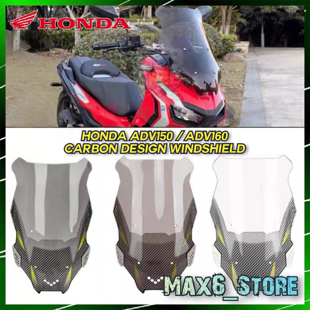 HONDA ADV150 ADV160 VISOR CARBON TECH FRONT WINDSHIELD 2TONE CLEAR ...