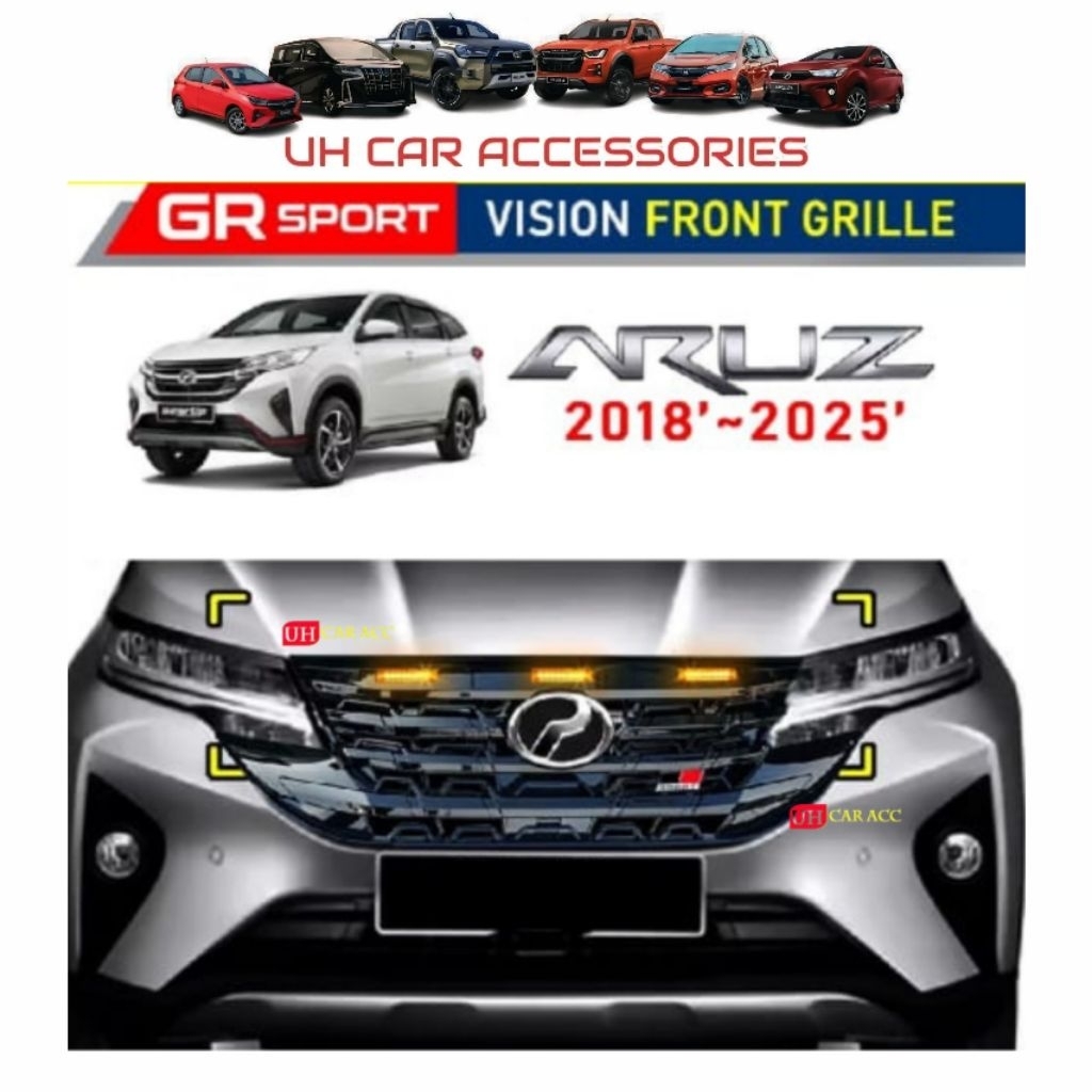 Perodua Aruz 2018 - 2025 GR Front Grille With 3LED GR Grille , Aruz ...