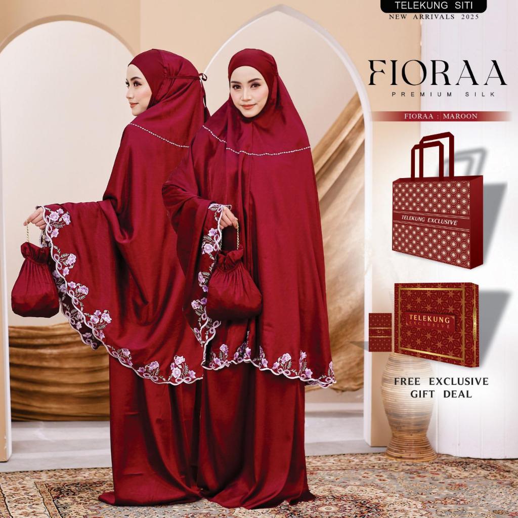 Telekung Travel Fioraa Luxe Sutera Premium Silk – Sulam Bunga Rose ...