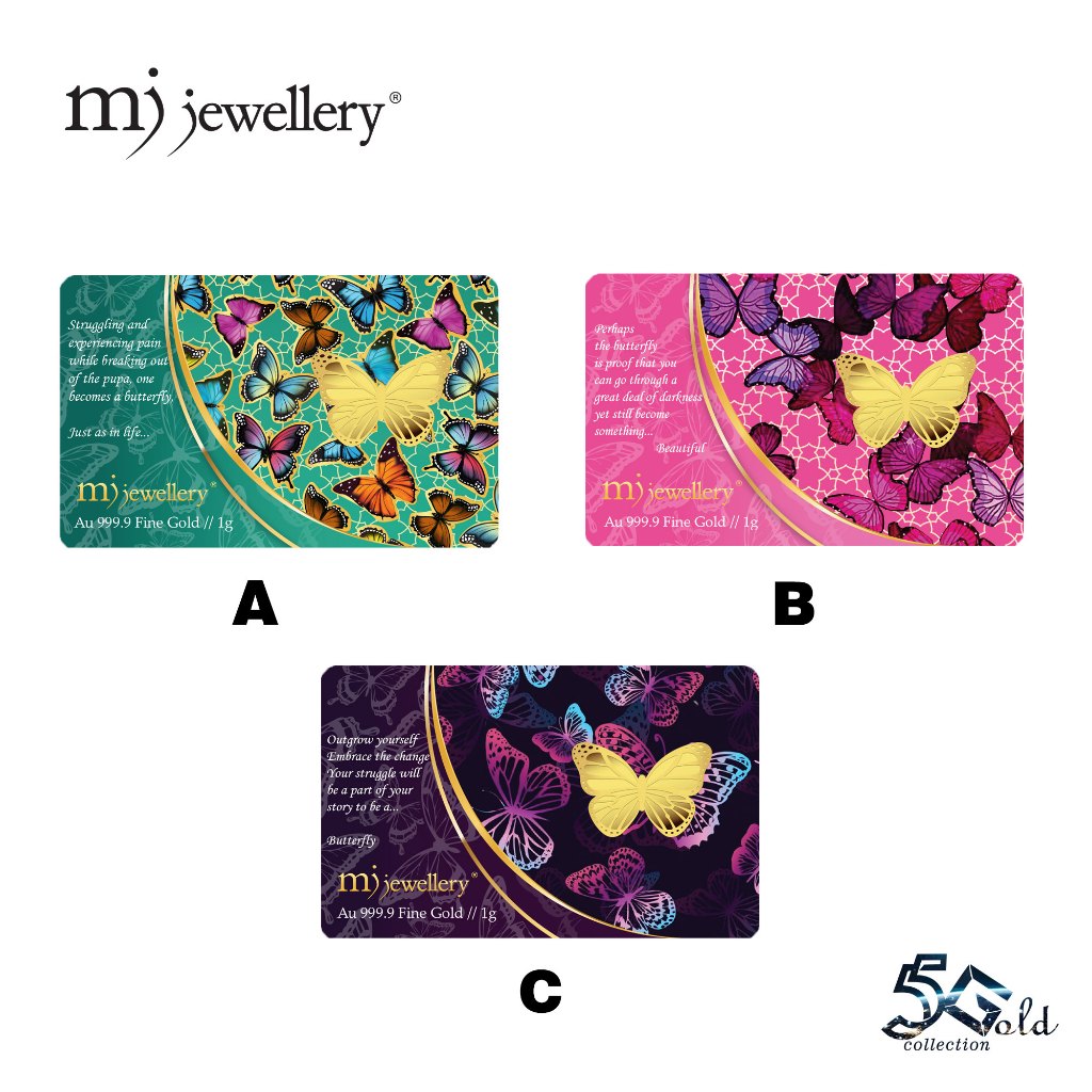 MJ Jewellery 5G Gold Collection 999.9/24K Butterfly Series Gold Bar F29 ...