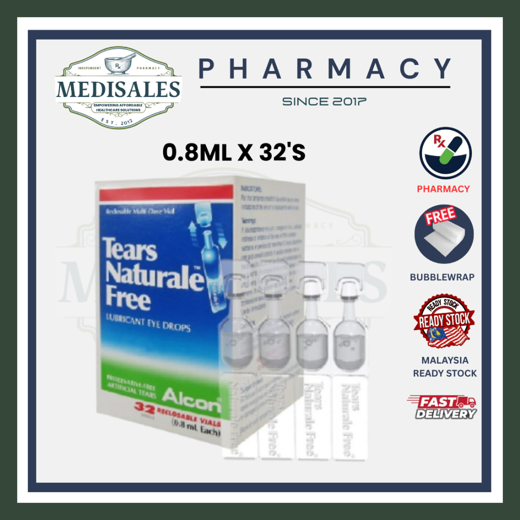 ALCON TEARS NATURALE FREE LUBRICANT EYE DROPS 0.8ML X 32'S (EXP 05/2026 ...
